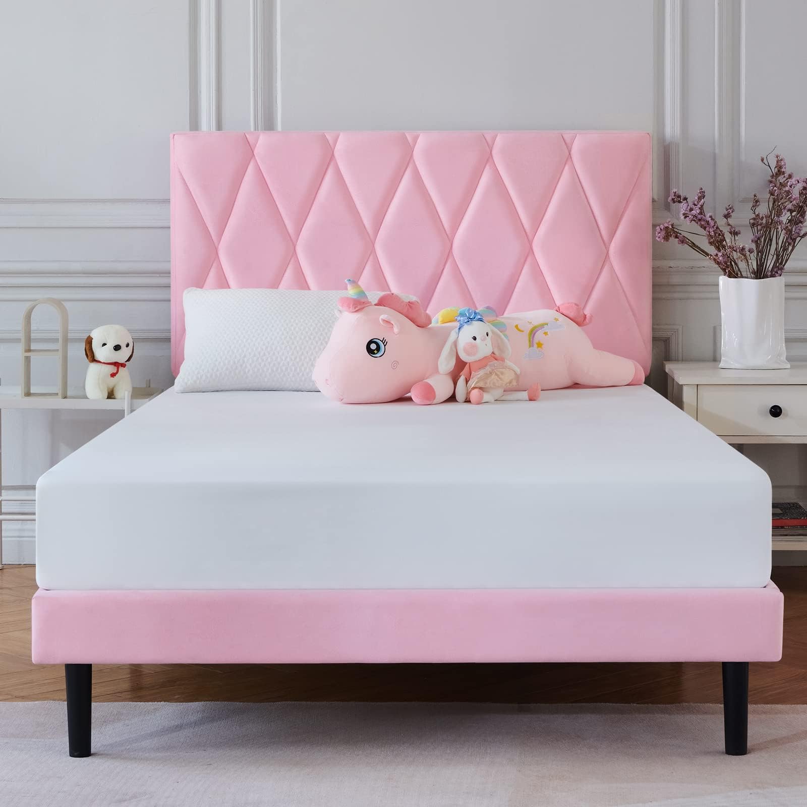 Twin Bed Frame, IYEE NATURE Premium Upholstered Platform Bed Frame with ...