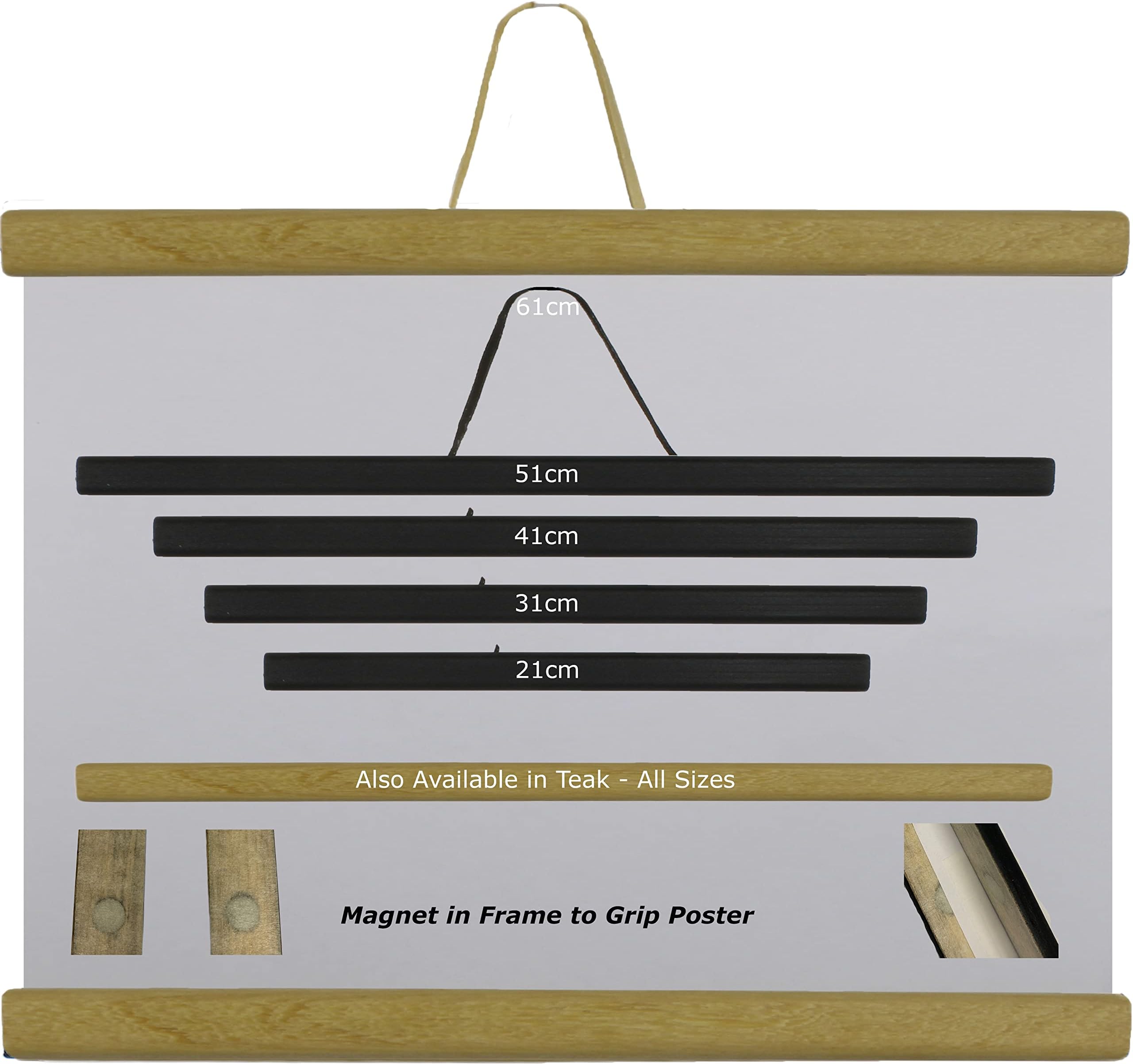 Sanauto A4 Poster Frame Hangers 21cm, Magnetic Wooden Poster Hanger ...