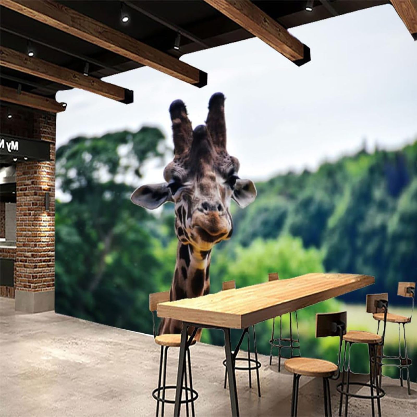 Green Giraffe Print Wallpaper