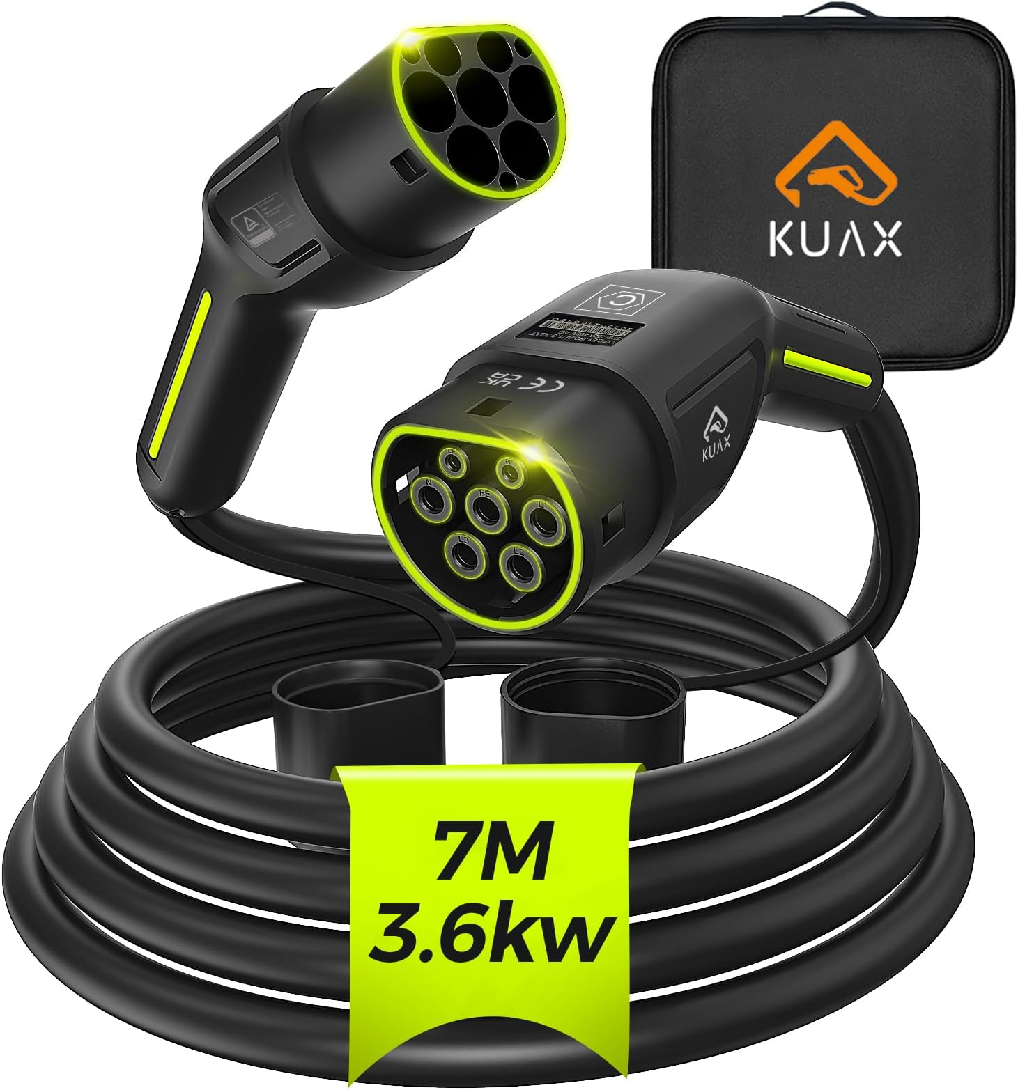 EV Charger Type 2 to 3 Pin Plug 5M, Max.3kW Electric Car Charger ...