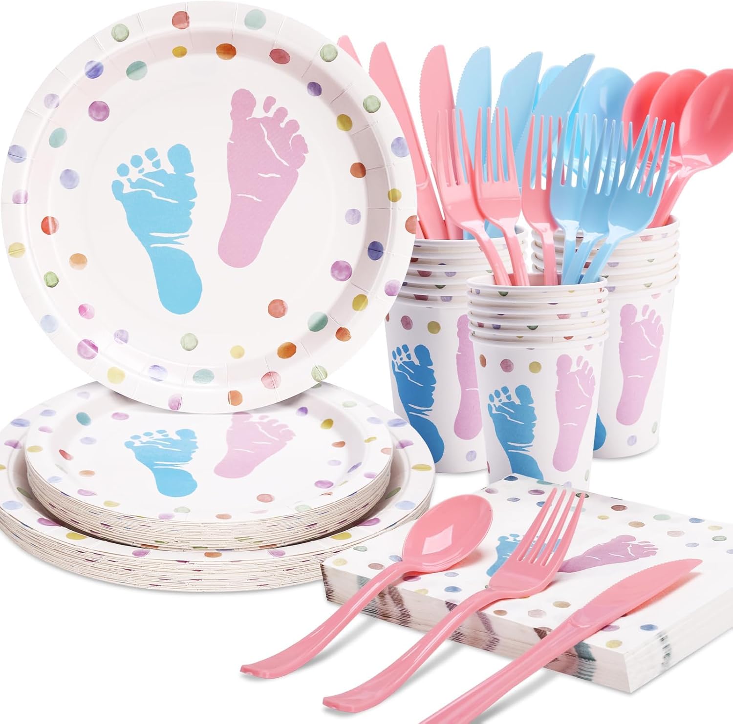 Amazon.com: LOOWVY Gender Reveal Decorations Gender Reveal Plates and ...