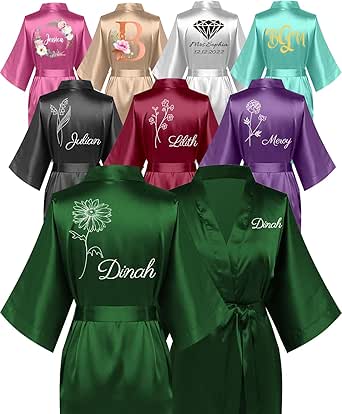 YanNanKe Custom Bridesmaid Robes Personalized Satin Robes for Women ...