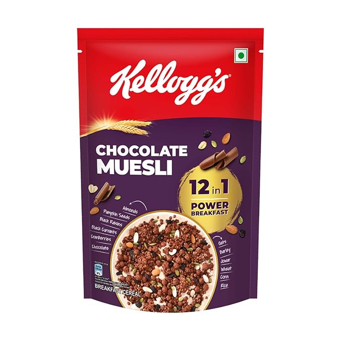 Kellogg's Chocolate Muesli 450g | 12-in-1 Power Breakfast | India s No. 1 Muesli | Multigrain ...