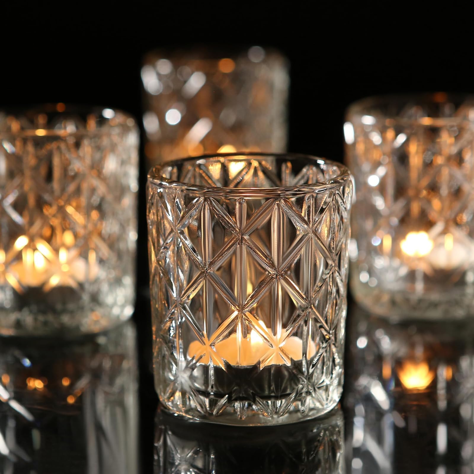 Amazon.com: DEVI 48pcs Clear Votive Candle Holders Bulk, Wedding ...