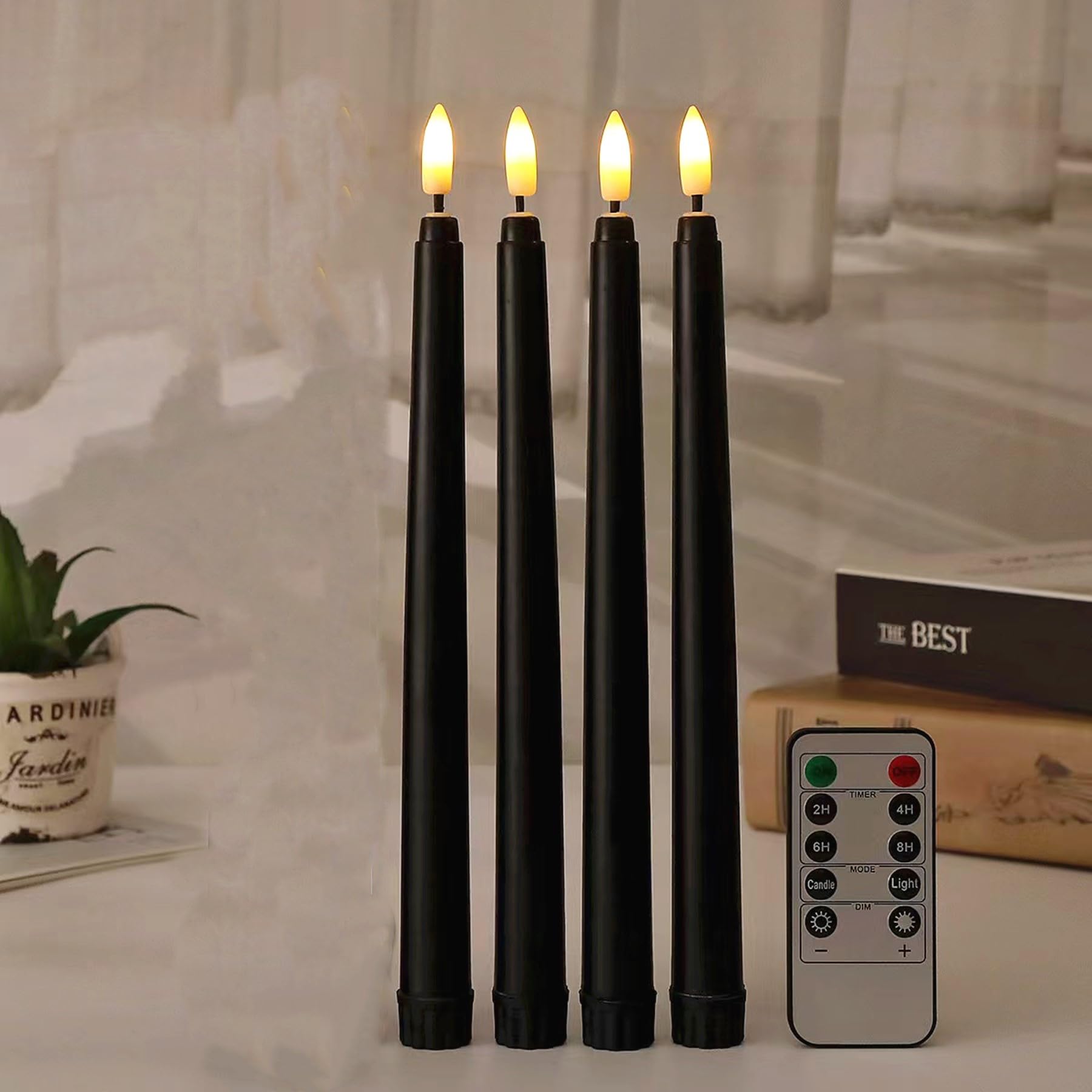 Snapklik.com : Ni-JASW Black Halloween Flameless Taper Candles