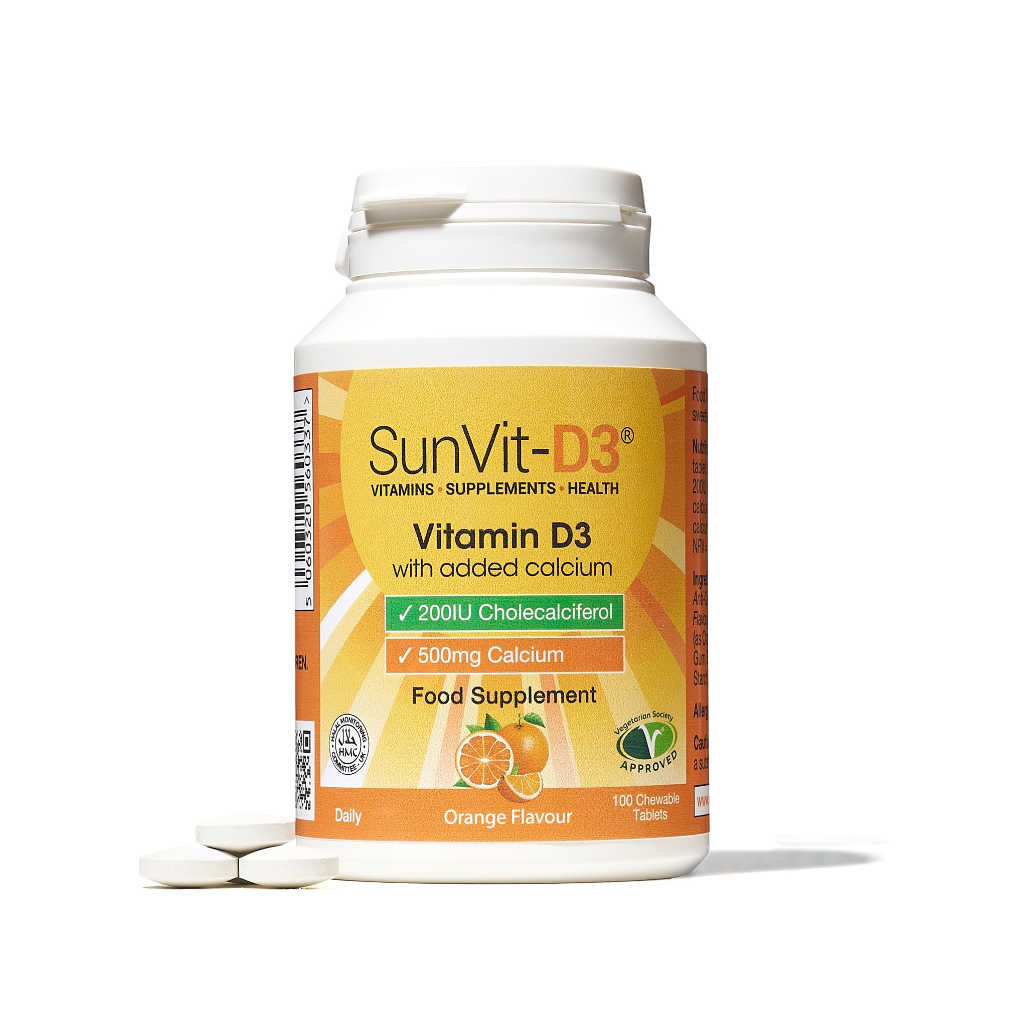 Sunvit D3 Vitamin D3 200iu With Added Calcium Tablets Calcium ...