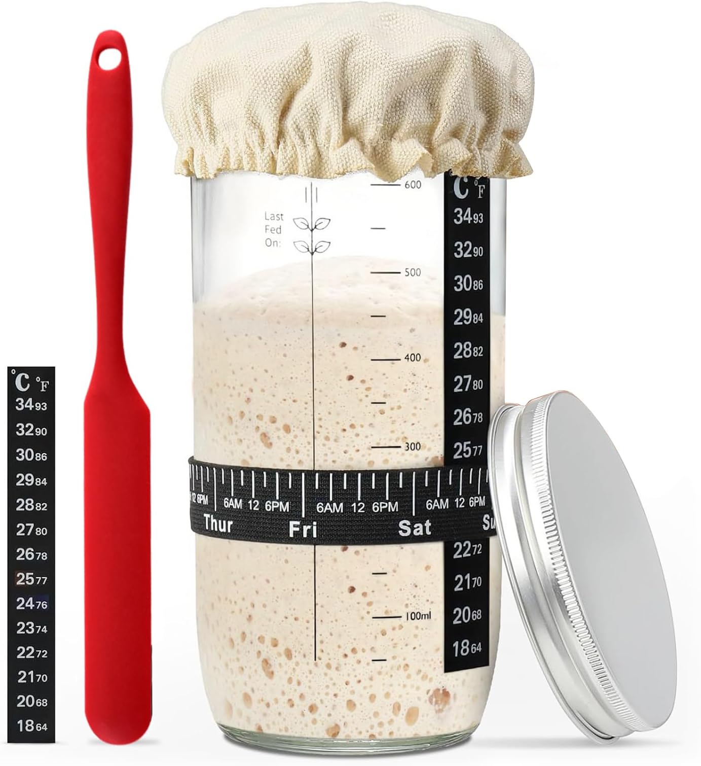 FORYNXHWIN Sauerteig Starter Set, Wide Bore 730ml Sauerteig Starterglas ...