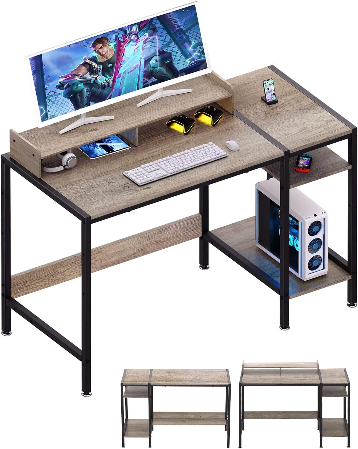 Amazon.com: MINOSYS Computer Desk - 47” Gaming Desk, Home Office Desk ...