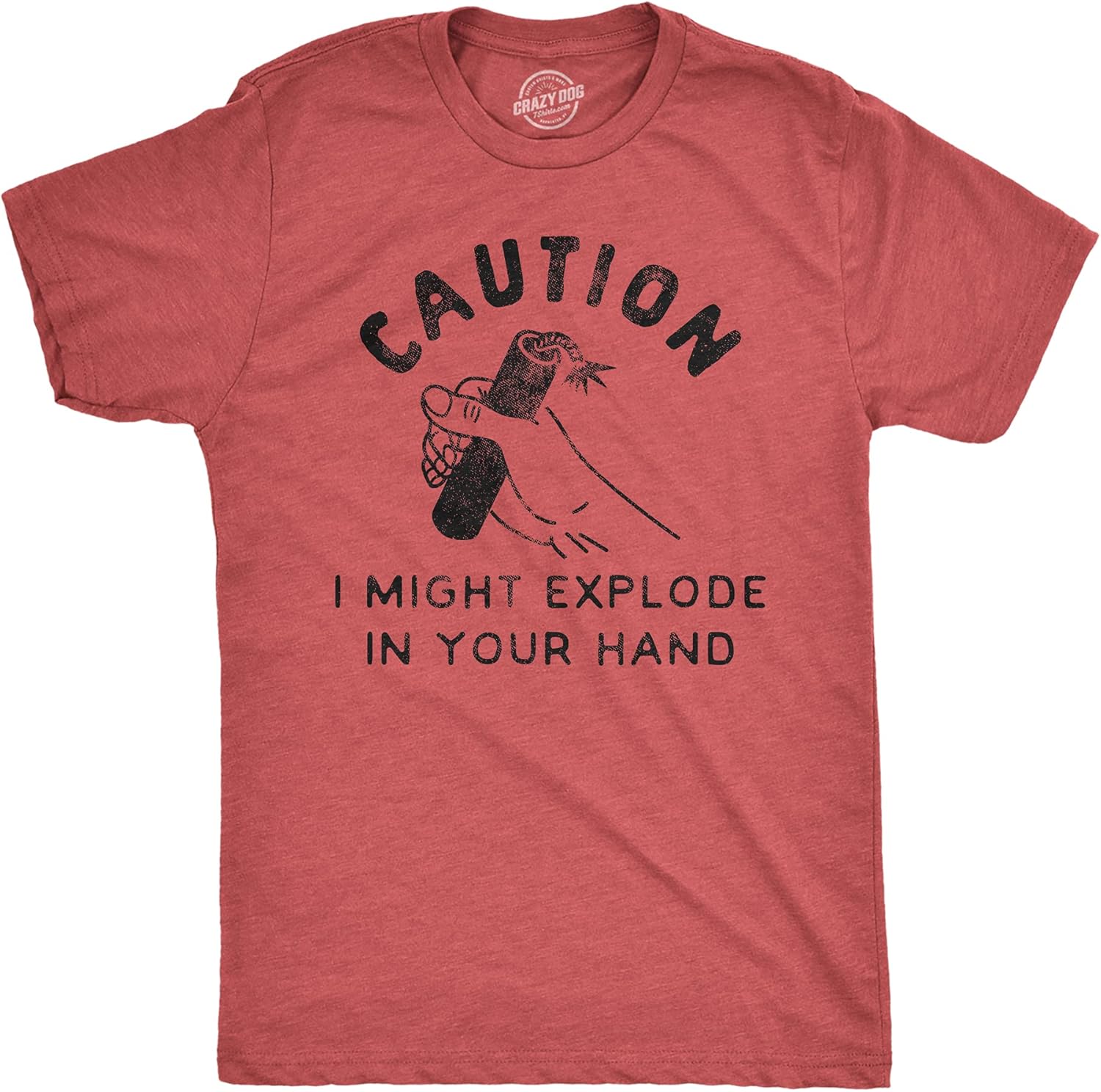 Amazon.com: Mens Caution I Might Explode in Your Hand T Shirt Funny 4th ...