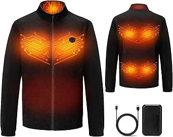 Amazon.com: HEWINZE Men's Heated Fleece Jacket, 5-Zone Heating with 3 ...