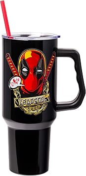 Amazon.com: Silver Buffalo Marvel Deadpool Stainless Steel Tumbler with ...