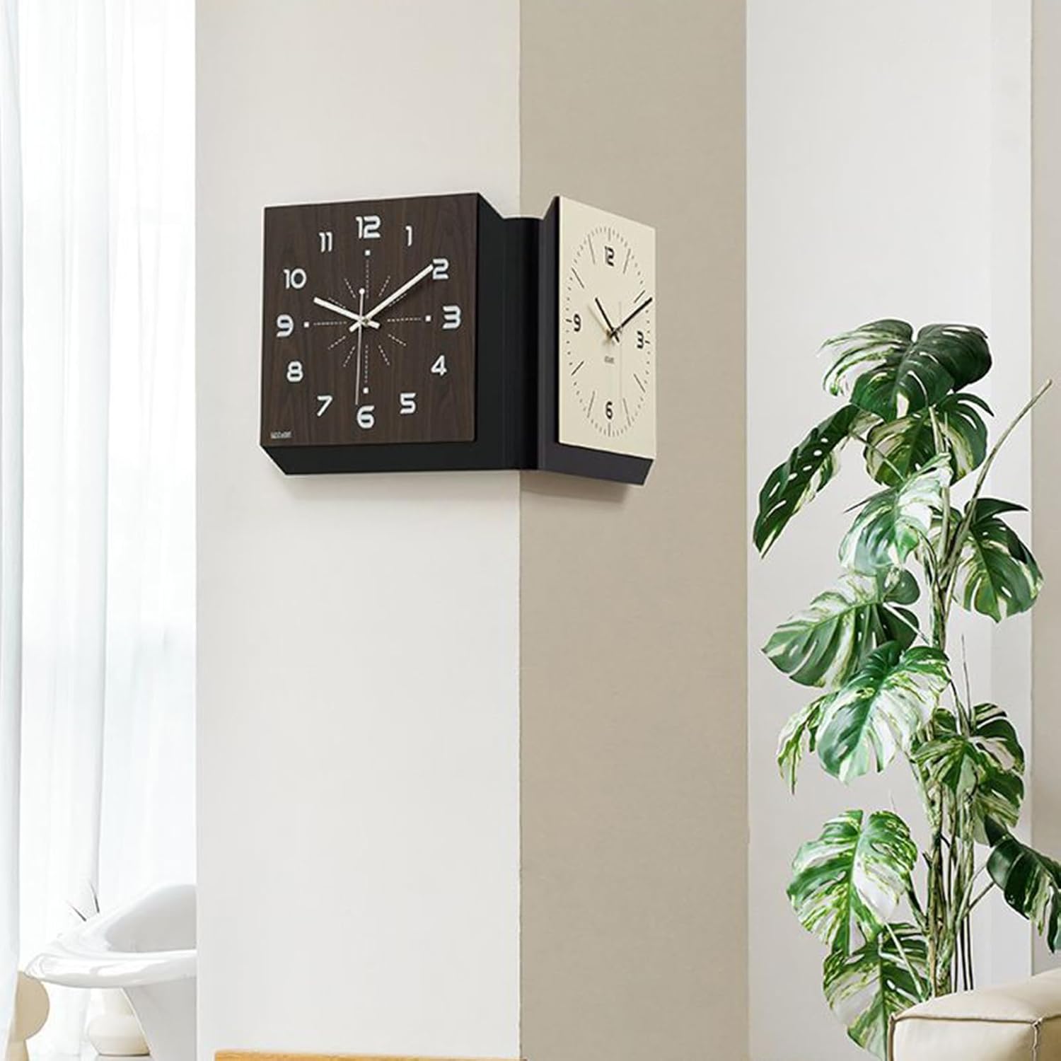 Amazon.com: Corner Clock, Corner Wall Clock, Double Sided Corner Wall ...