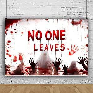 Amazon.com : Leowefowa 15x8ft Halloween No One Leaves Backdrop Scary ...