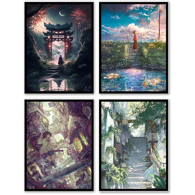 Replix Anime Framed Poster Anime Theme Painting Wall Frame, (14x11 Inch ...
