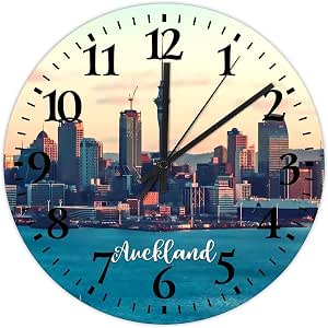 Amazon.com: Clocks Auckland City Scene Rustic Wood Wall Clock Battery ...