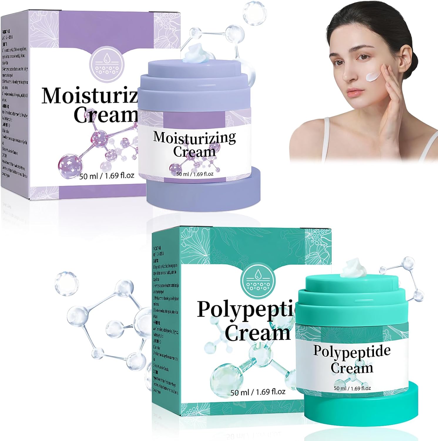 Miioto Creme Visage Hydratante, 50ml Moisturizer Face+50ml Polypeptide ...