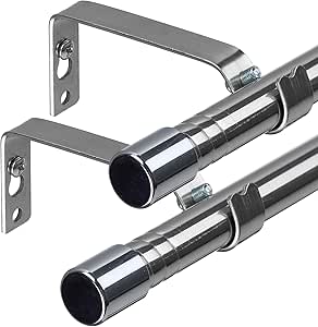 Curtain Poles for Window, Single Curtain Rod with Silver Finials 76 to ...