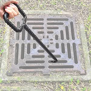 Manhole Cover Hook with Rectangular Handle, Heavy Duty Sewer Lid Hook ...