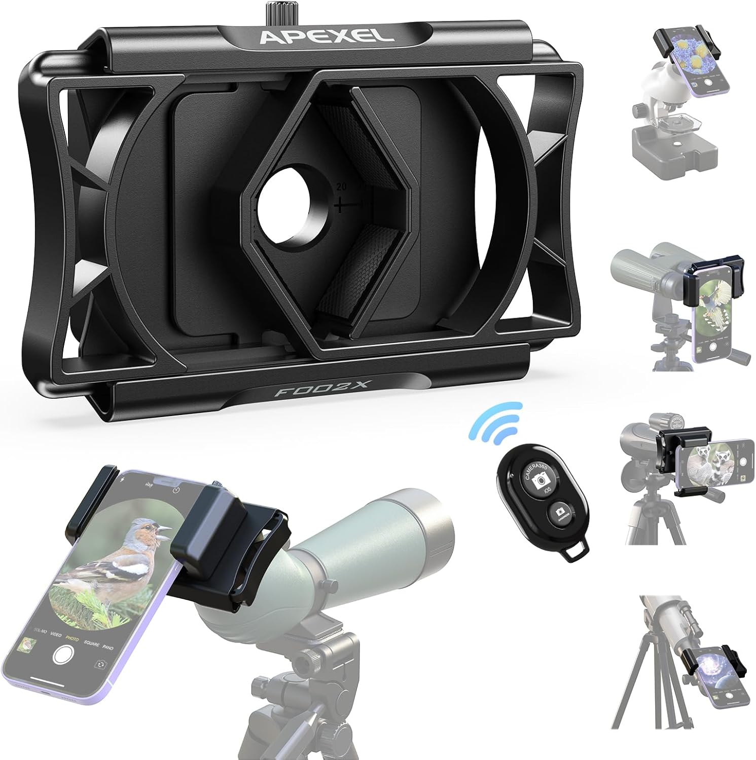 Amazon.com : Upgraded Telescope Phone Adapter, Rotatable 360° Binocular ...