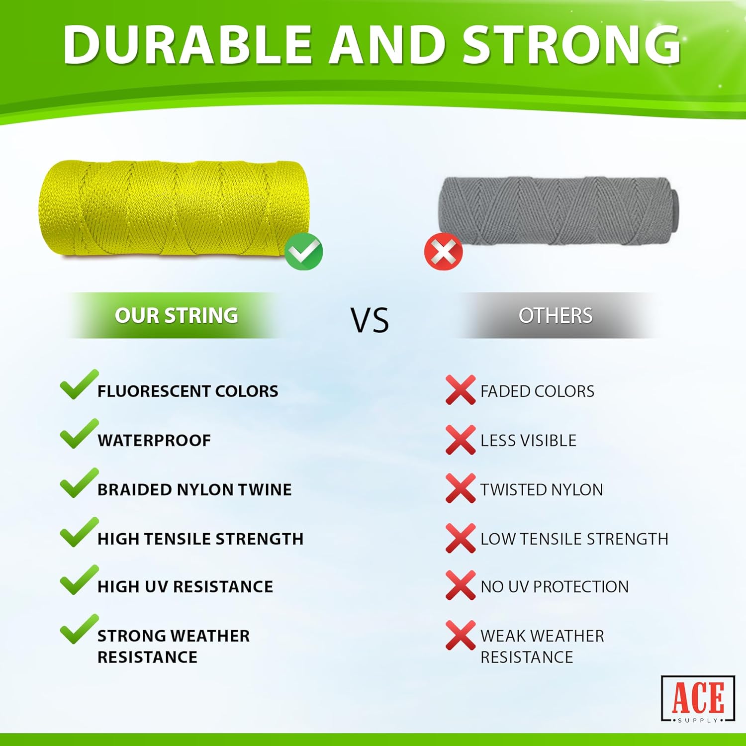 Yellow Mason Line String Line - #18 Braided Nylon String - 500 Ft ...