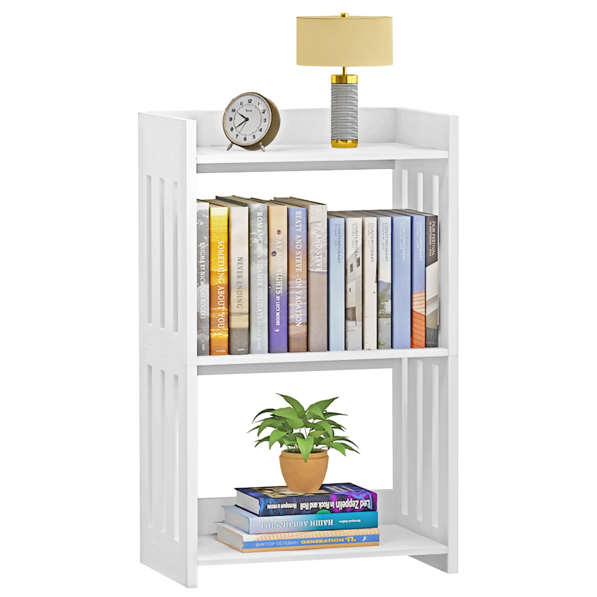 Snapklik.com : Bookshelf, Bookcase For Small Spaces, 3 Tier White Book ...