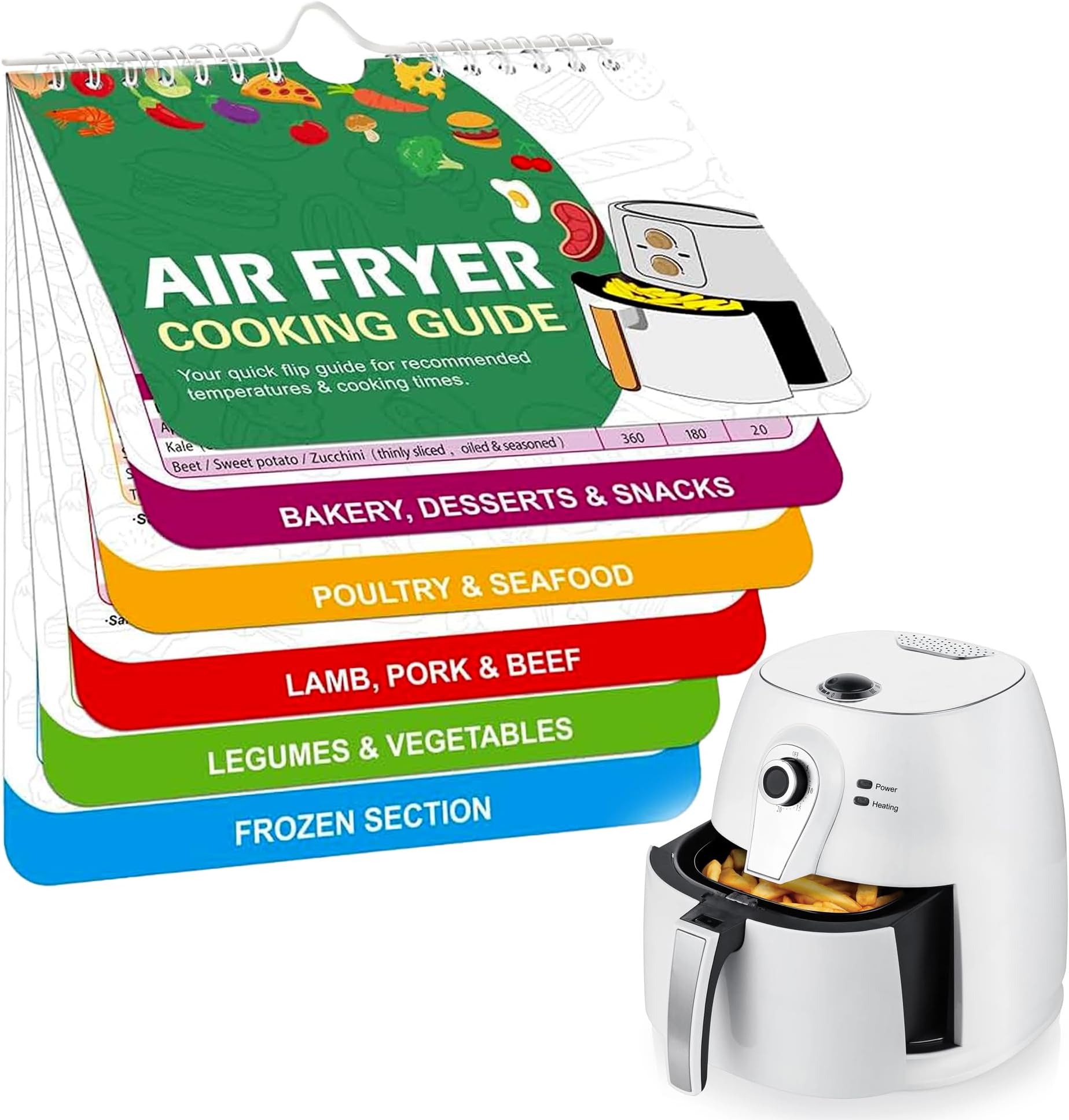Air Fryer Cookbook Magnetic Cheat Sheet set Air Fryer Cooking Times ...