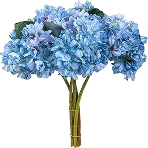 Amazon.com: FANCYEASY 5 Pcs Blue Hydrangea Artificial Flowers Silk ...
