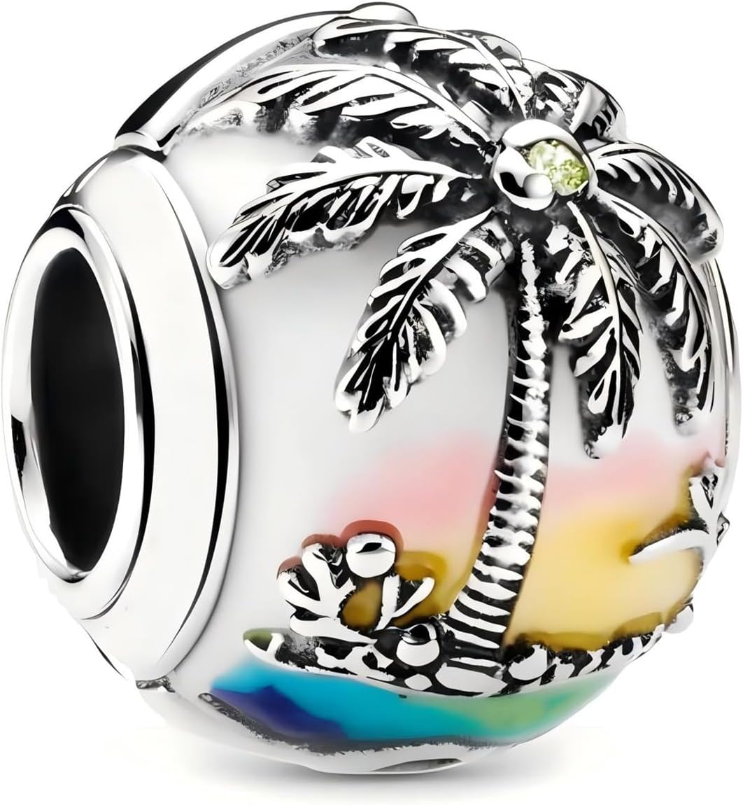Amazon.com: Manyilus Vintage-Inspired Sunset Palm Tree Charm Beads ...