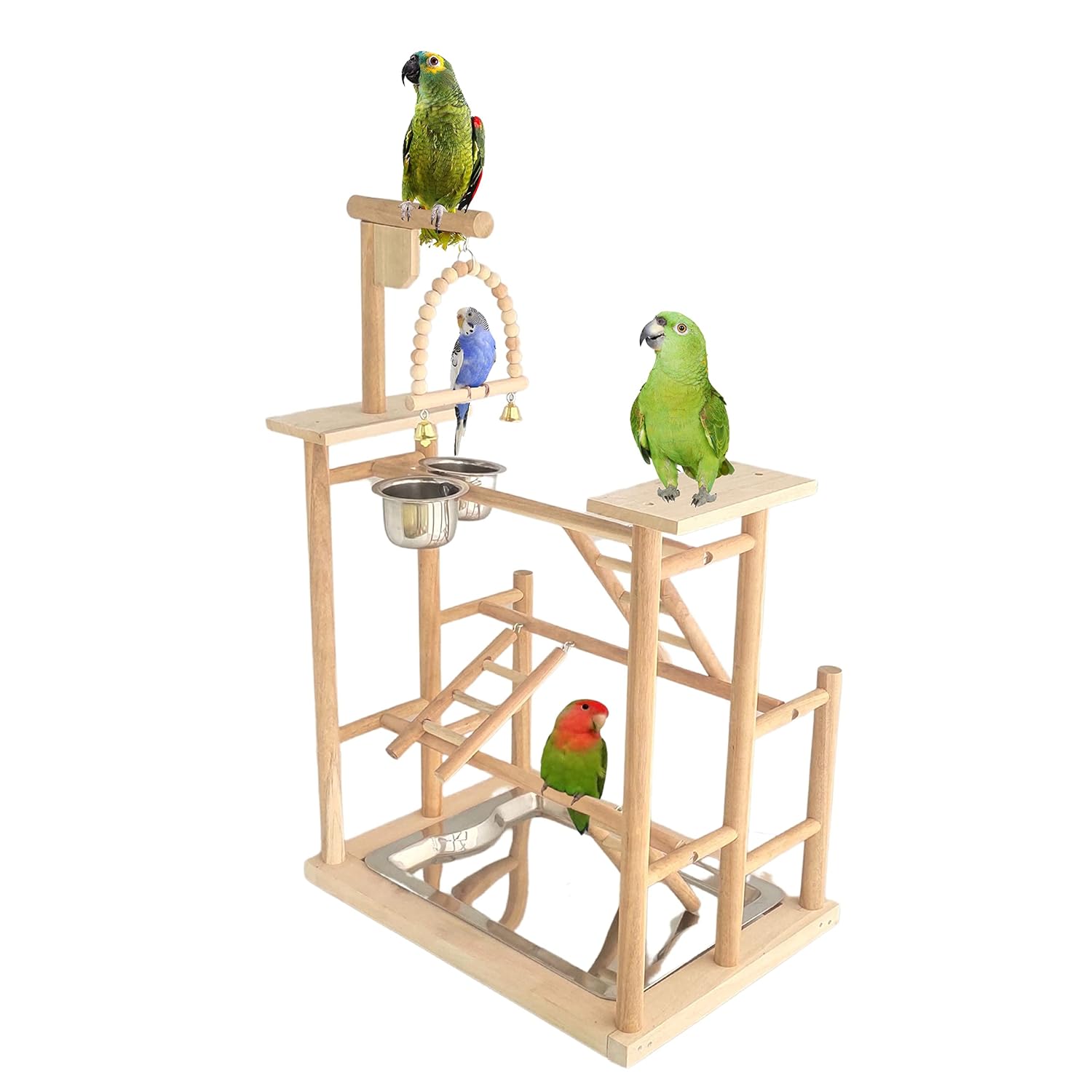 KSK 3 Layers Wood Bird Playground Large Parrot Playstand Perch Gym ...