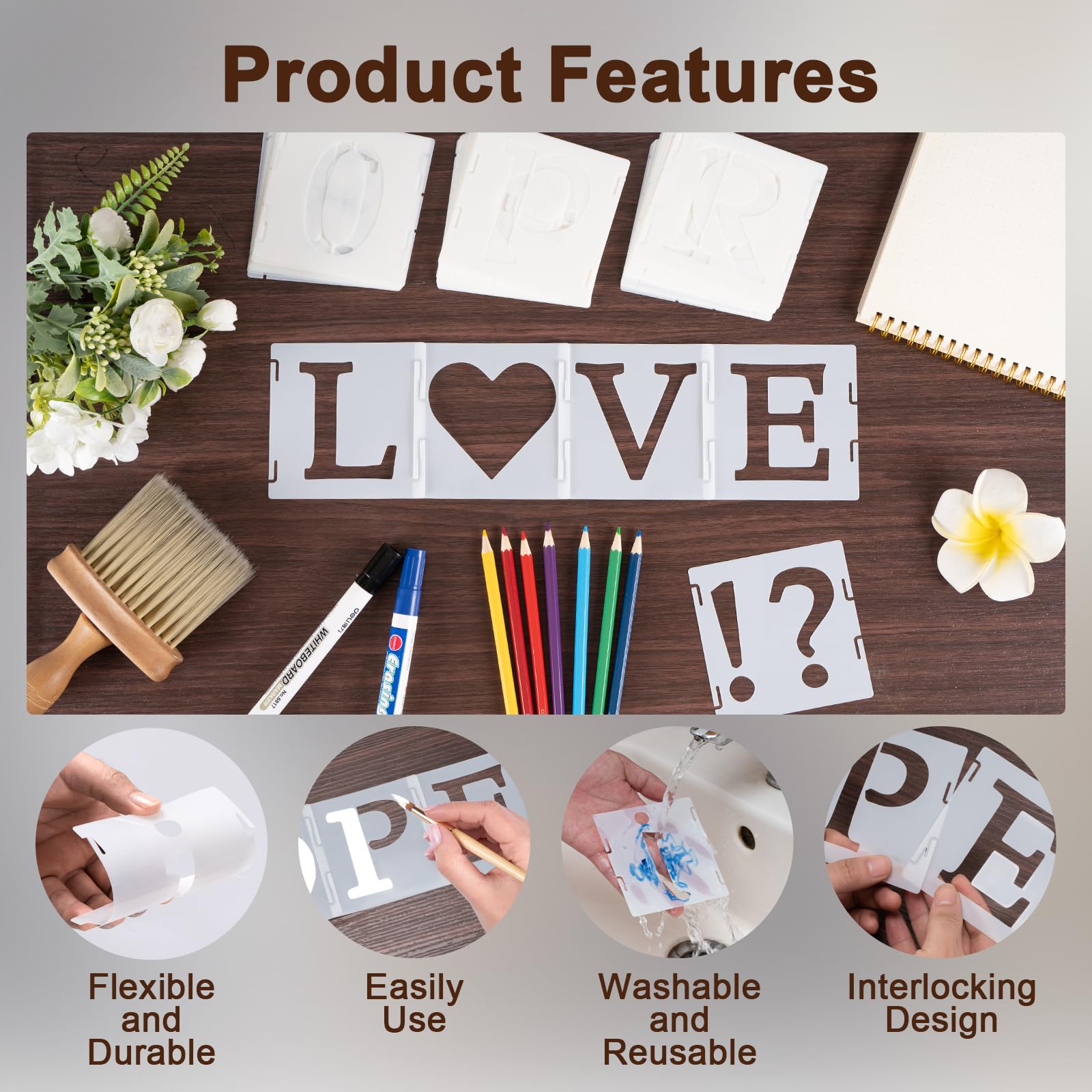 Snapklik.com : Amrules 65 Pcs 4 Inch Plastic Painting Stencils Reusable ...