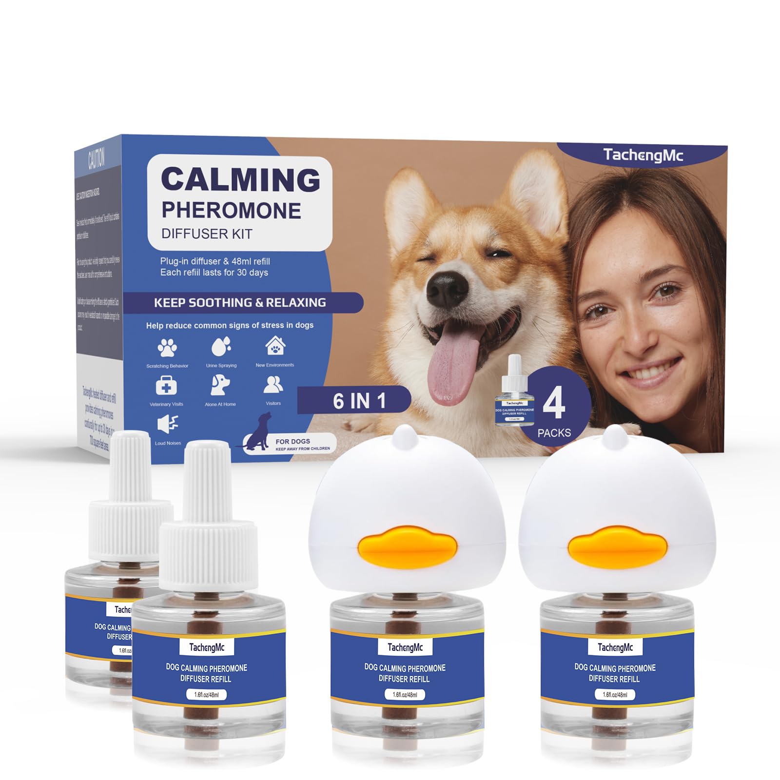 Amazon.com : Dog Calming Pheromones Diffuser, 6 in 1 Kit Appeasing ...