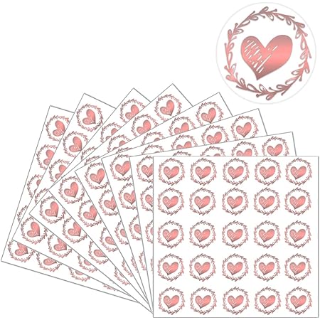 500 Pieces Heart Envelope Seals, Heart Stickers, Clear Bronzing Heart ...