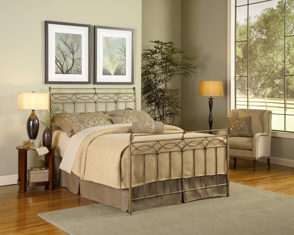 Amazon.com: Channing Bed with Frame in Nickel Copper Size: Full : Home ...