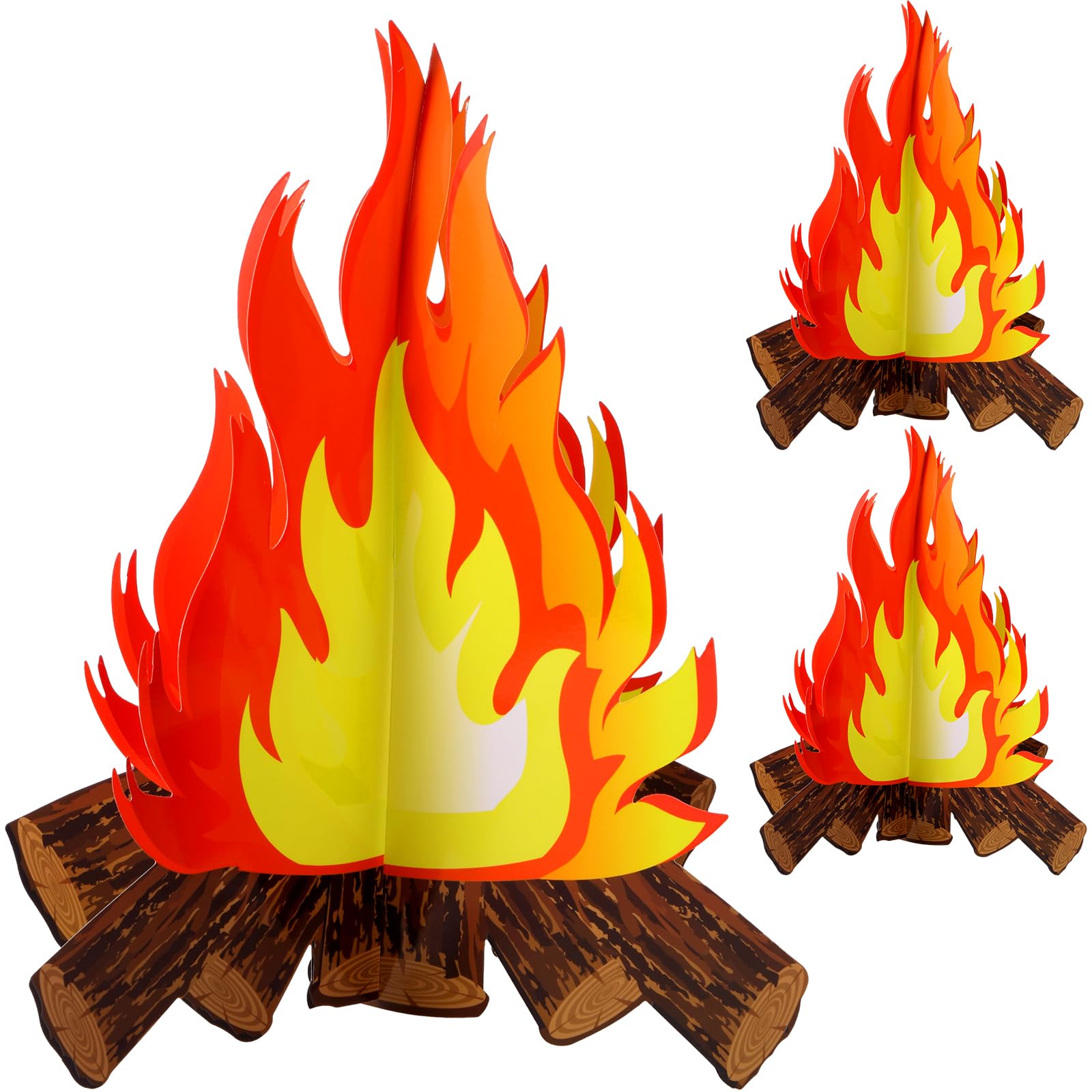 Amazon.com: Boao 3 Sets Fake Fire Fake Flame Prop Camping Decoration 3D ...