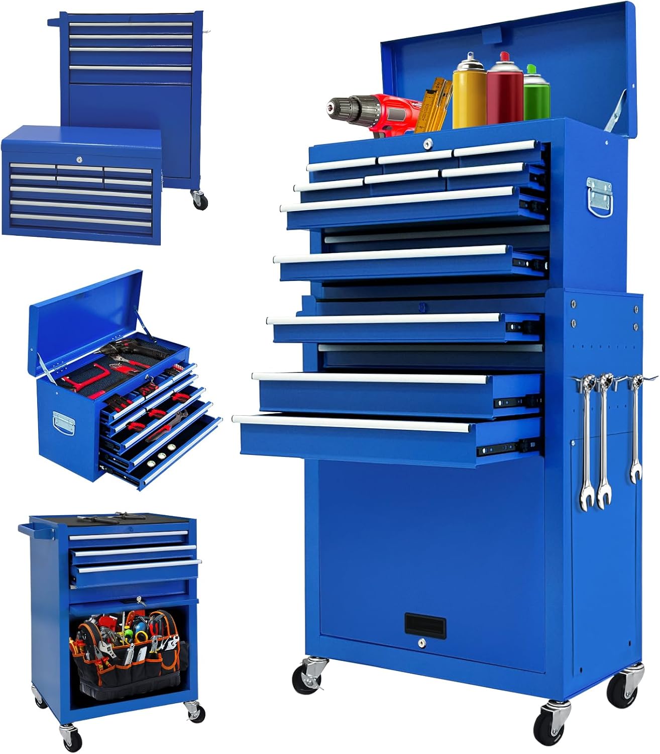 Amazon.com: Kirmoasl 13-Drawer Rolling Tool Chest,Large Tool Chest with ...