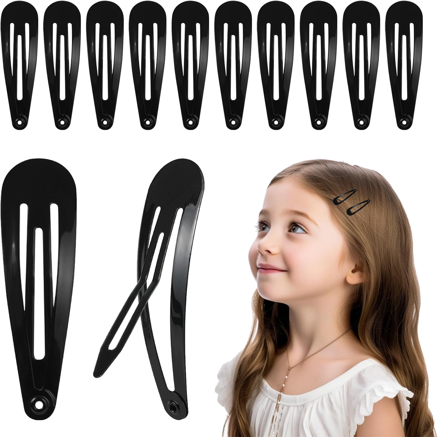 20 Pcs black hair clips,Barrettes Women Metal Snap HairClips,Hair ...