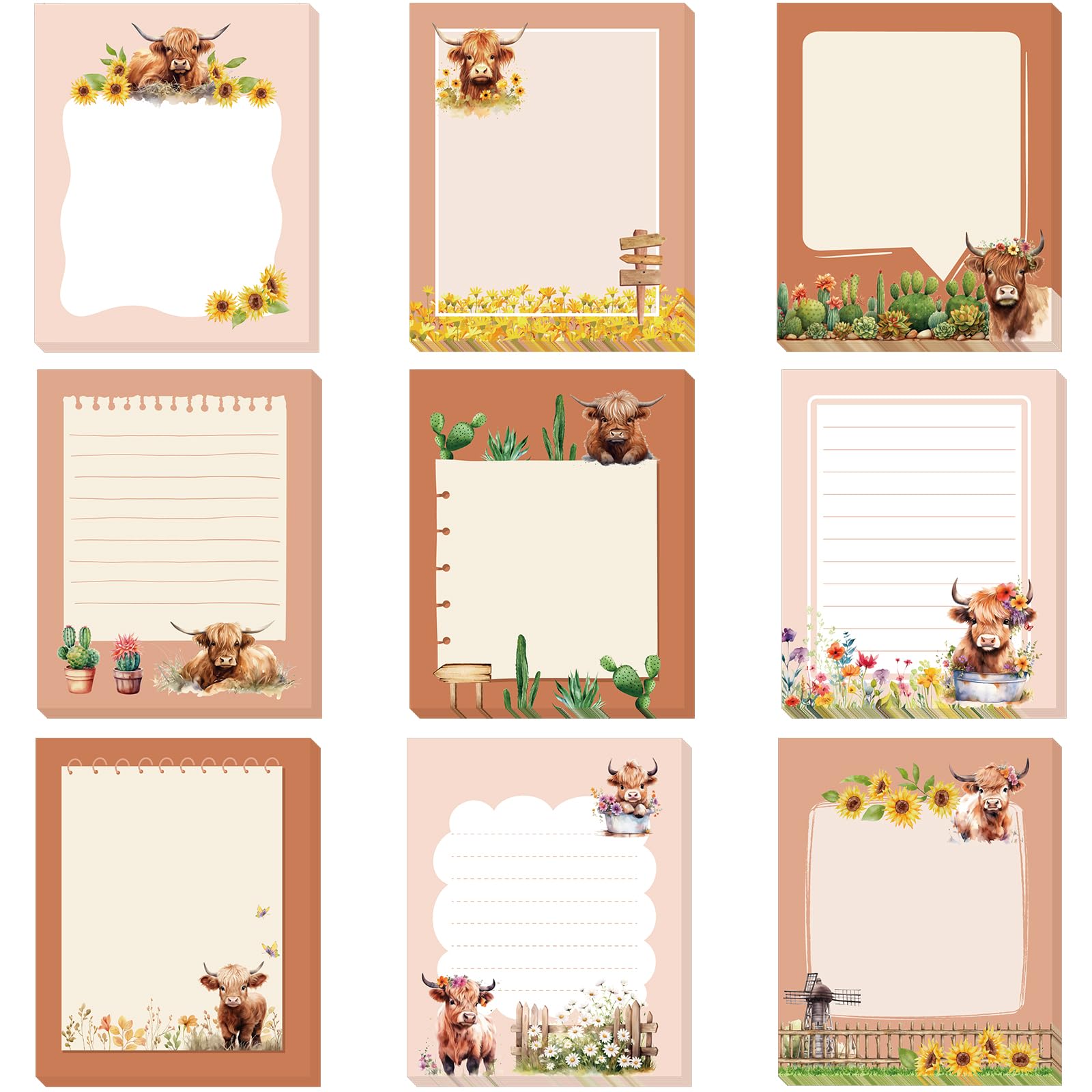 Amazon.com : Sabary 9 Pads Sticky Notes 3.15 x 3.94 Inches Cute Self ...