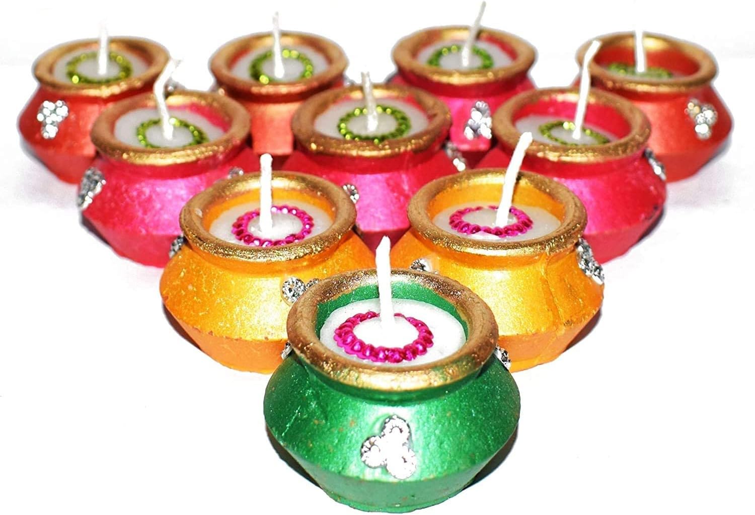 Amazon.com: CRAFTSMAN 12 Pc Set Clay Matki Diya with Wax for Puja Pooja ...