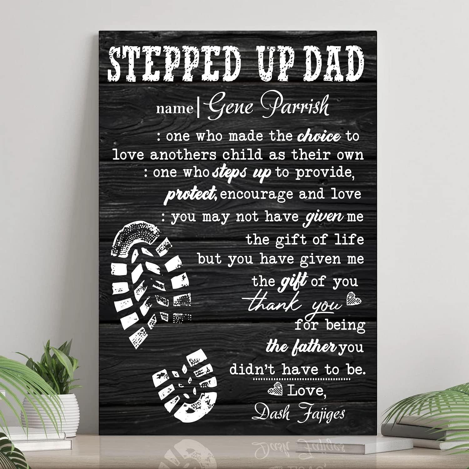Amazon.com: Personalized Stepped Up Dad Canvas, Happy Father's Day ...