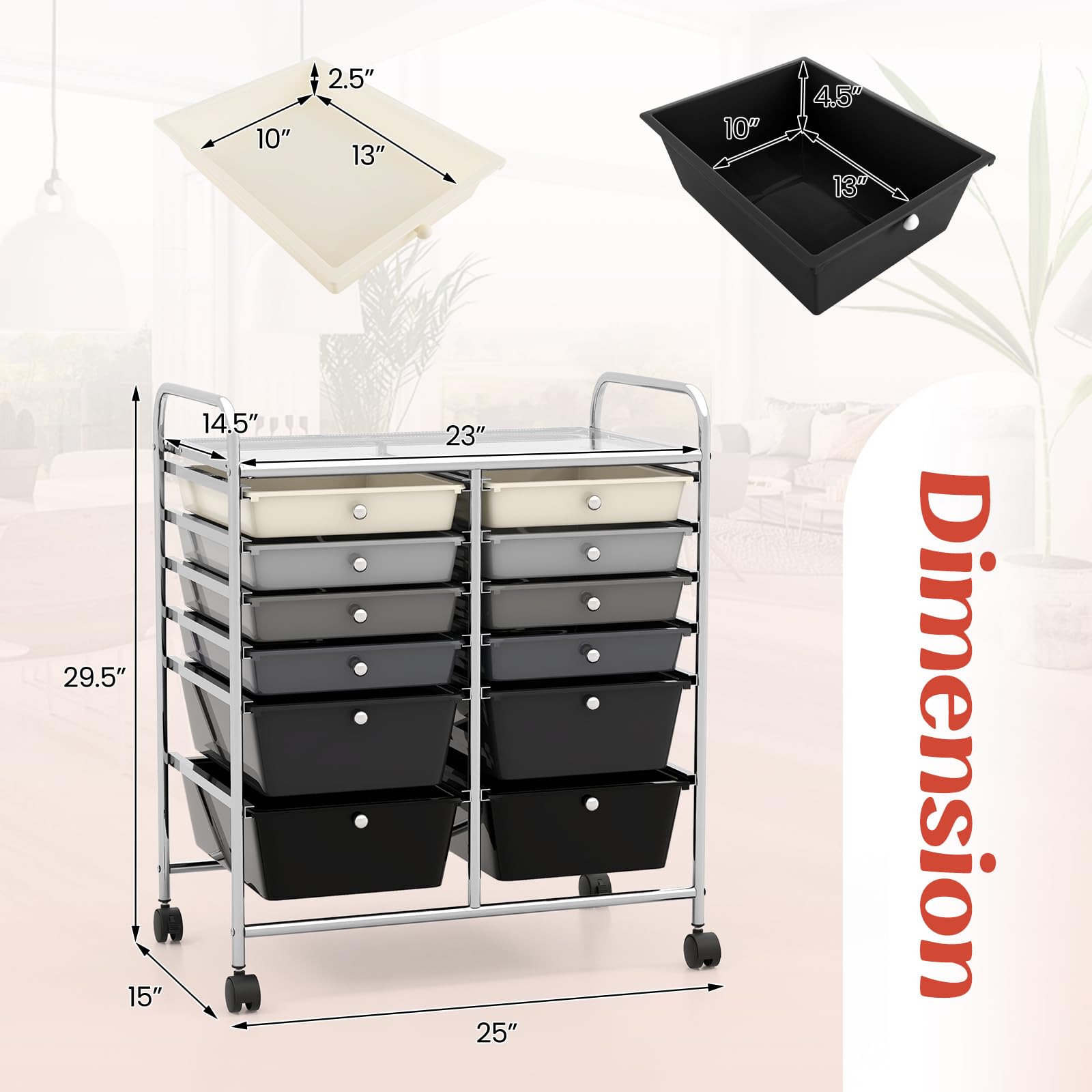 Snapklik.com : GOFLAME 12-Drawer Rolling Storage Cart, Multipurpose ...