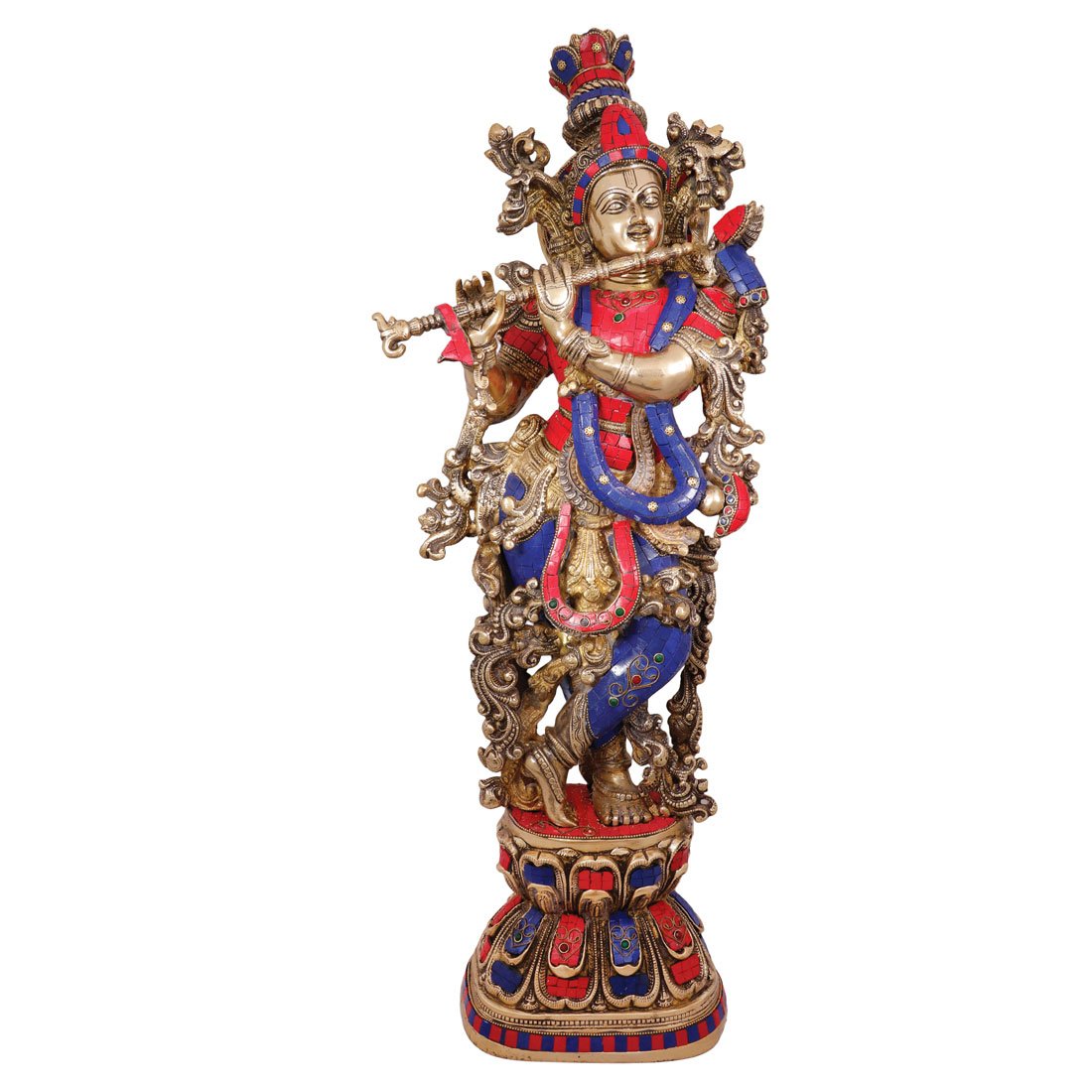 Statuestudio Hindu Religious Lord Gopala Krishna Murti Brass Inlay ...