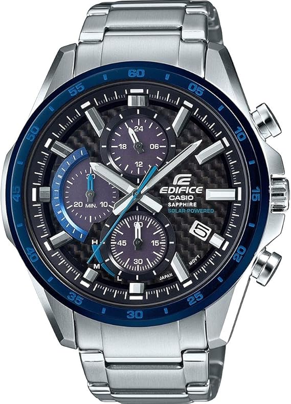 Casio Mens Analogue Classic Solar Powered Watch with Stainless Steel ...