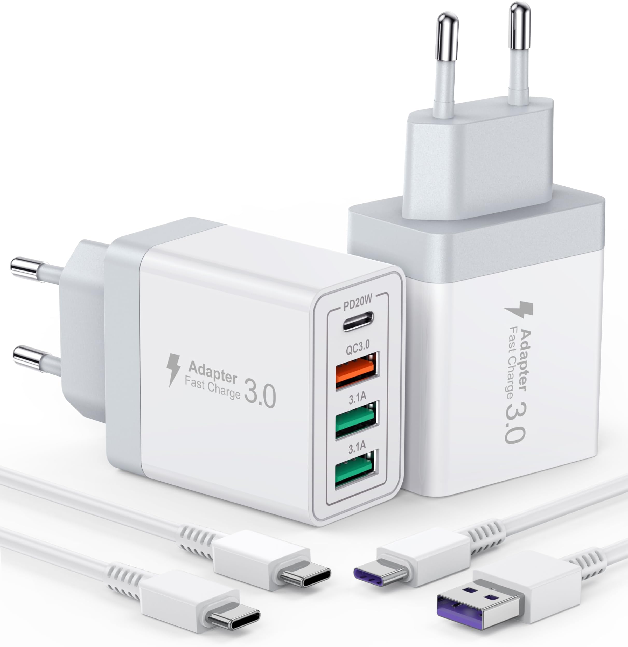 2-Pack 25W Ladegerät USB C Schnellladegerät mit LadeKabel für Samsung ...