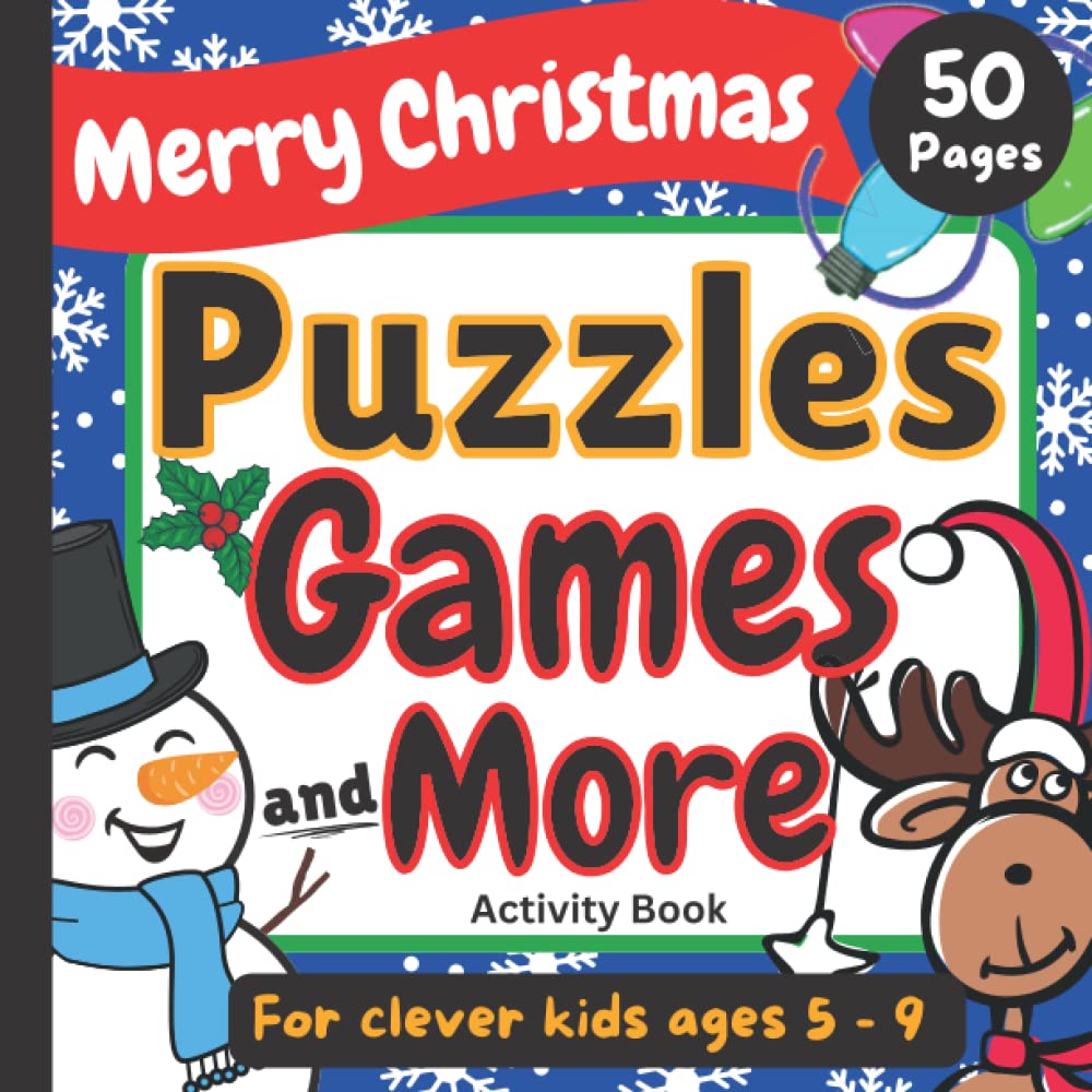 Merry Christmas: Puzzles Games and More: Activity Book: For clever kids ...