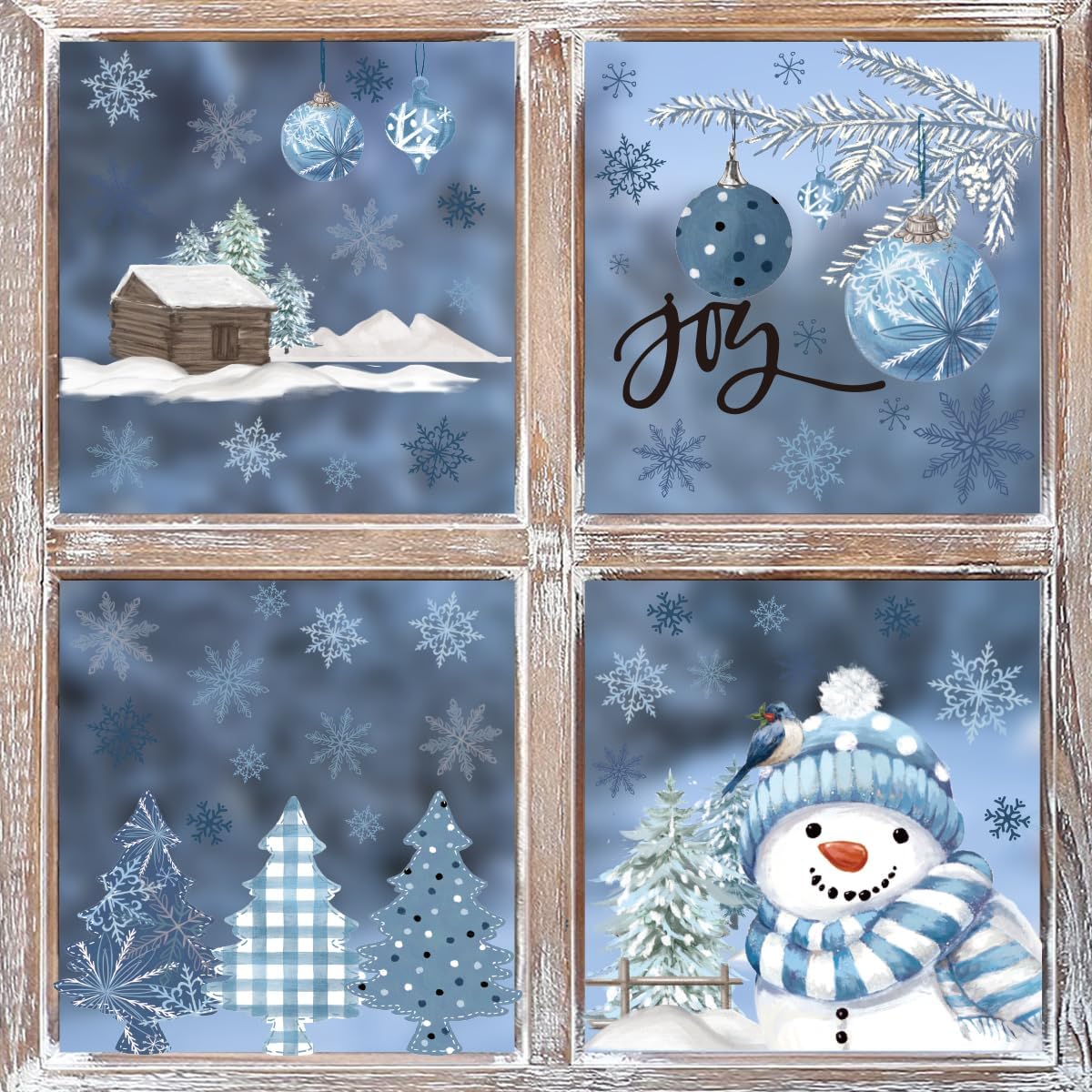 Amazon.com: Horaldaily 65 PCS Christmas Window Cling Sticker, Blue Xmas ...