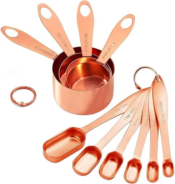 Rose Gold Measuring Cups and Spoons Copper Stainless Steel Measuring ...