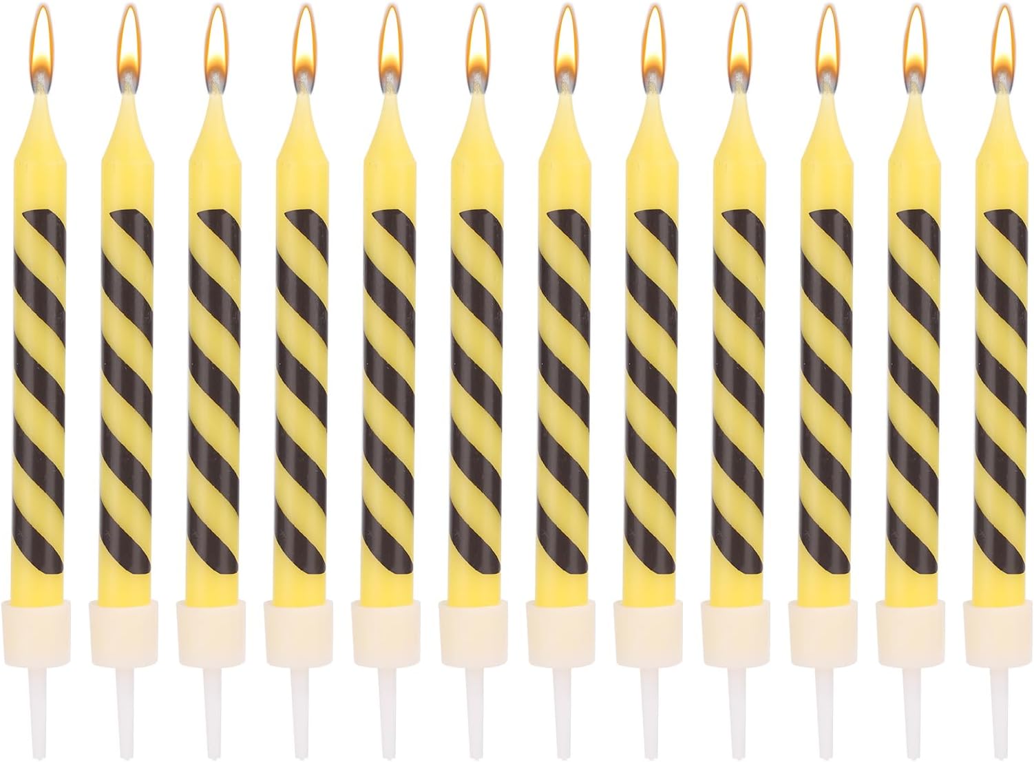 Amazon.com: 12pcs Construction Birthday Candles, Yellow and Black ...