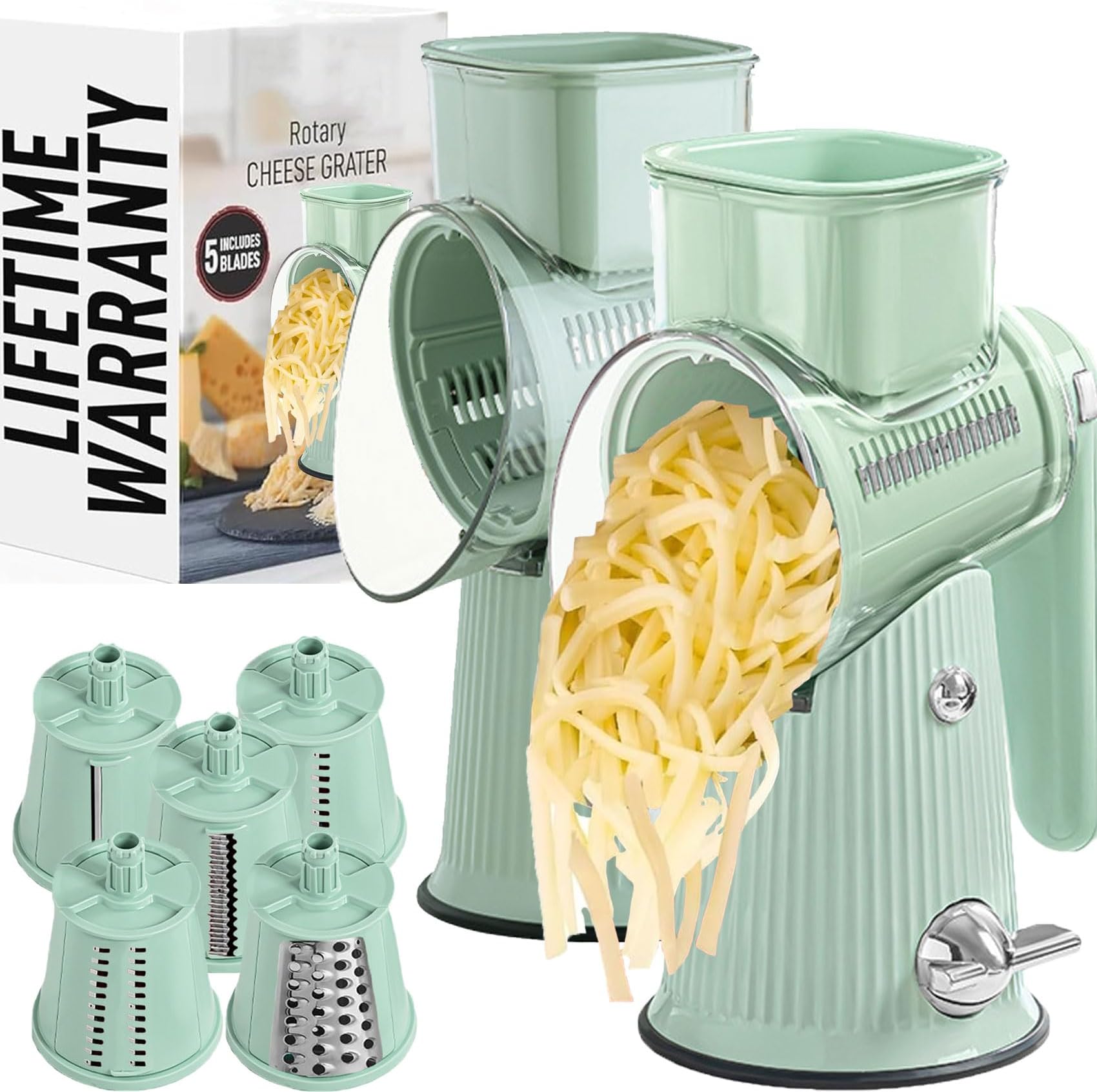 Rotary Grater Stainless Steel Rotary Cheese Grater & Vegetable Slicer ...