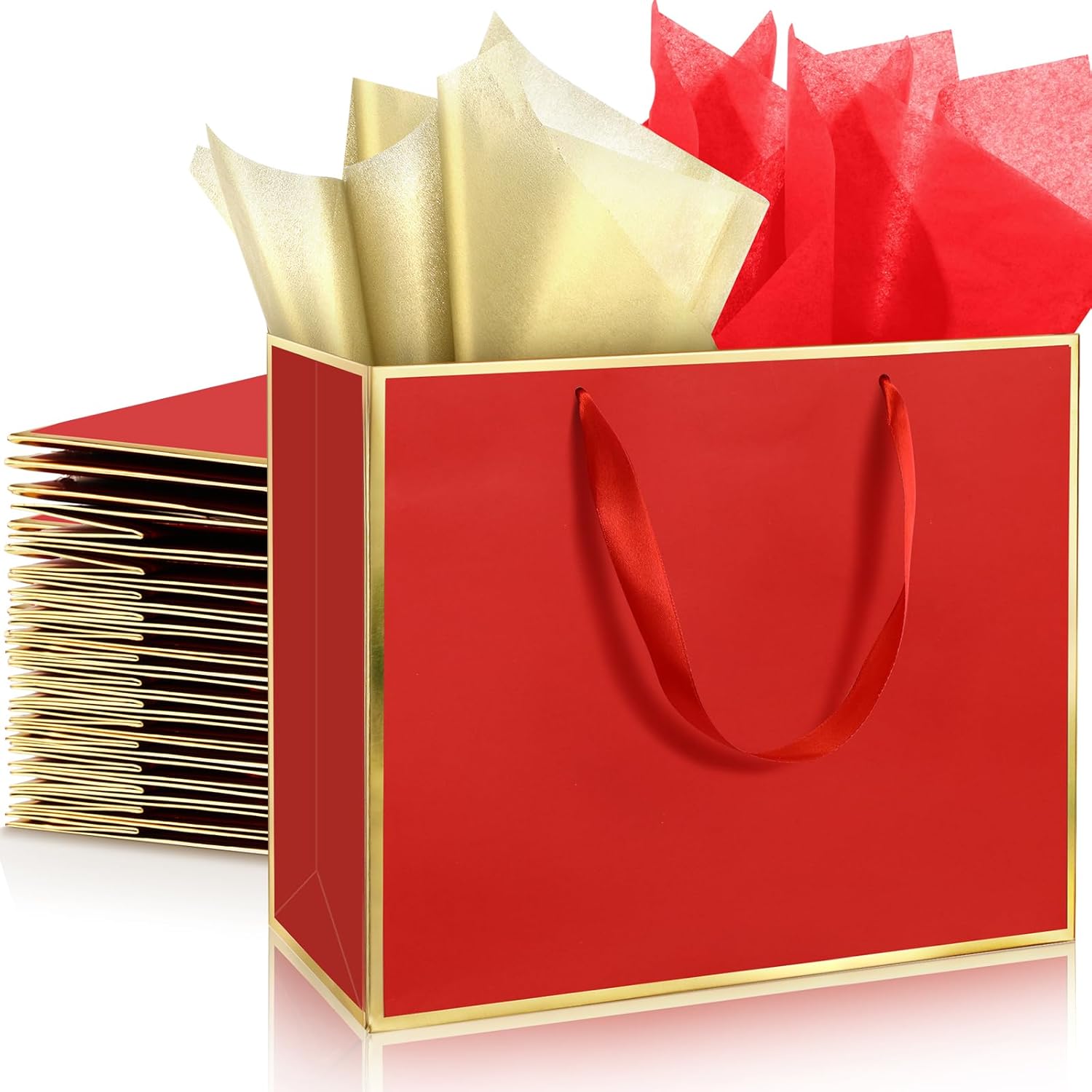 Amazon.com: ReliThick 12 Pack 12 Pack Metallic Paper Gift Bag with ...