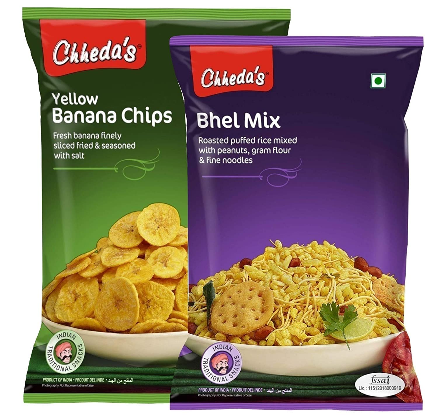 Chheda's - Yellow Banana Chips (350Gm) and Bhel Mix (300Gm) | Banana ...